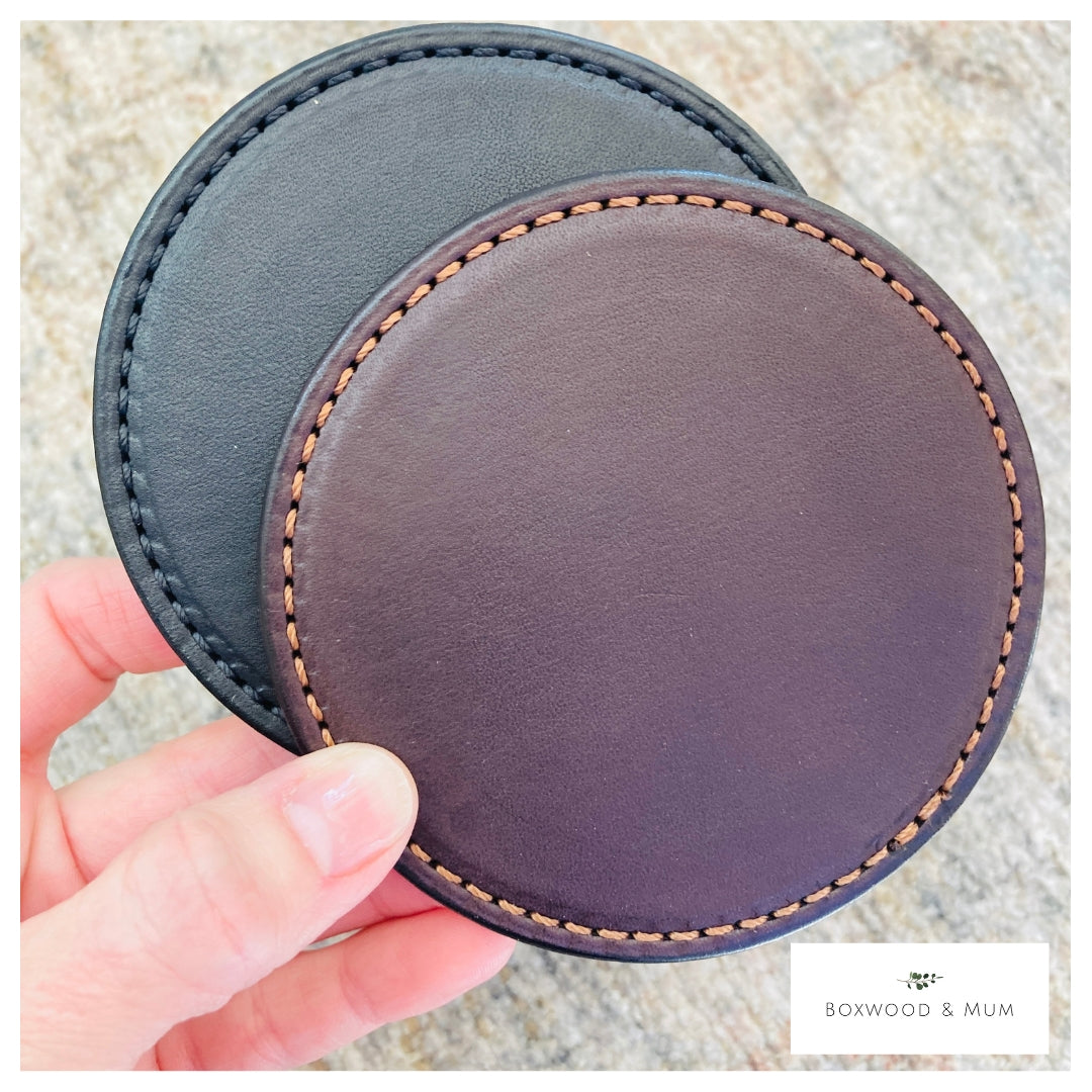 Thick Leather Coaster Set or Individual, Handmade Drink Coasters ...